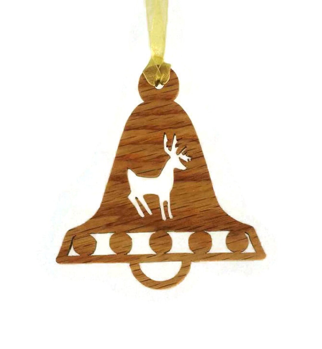 Reindeer Christmas Bell Ornament Handmade From Ash Wood Rudolph ...