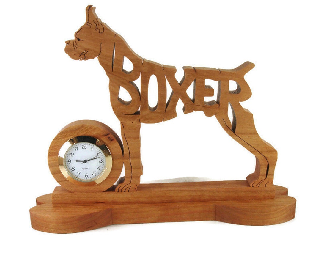 Boxer Dog With Cropped Ears Desk Clock Handcrafted From Cherry - Etsy