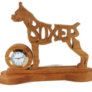 Boxer Dog With Cropped Ears Desk Clock Handcrafted From Cherry Lumber ...