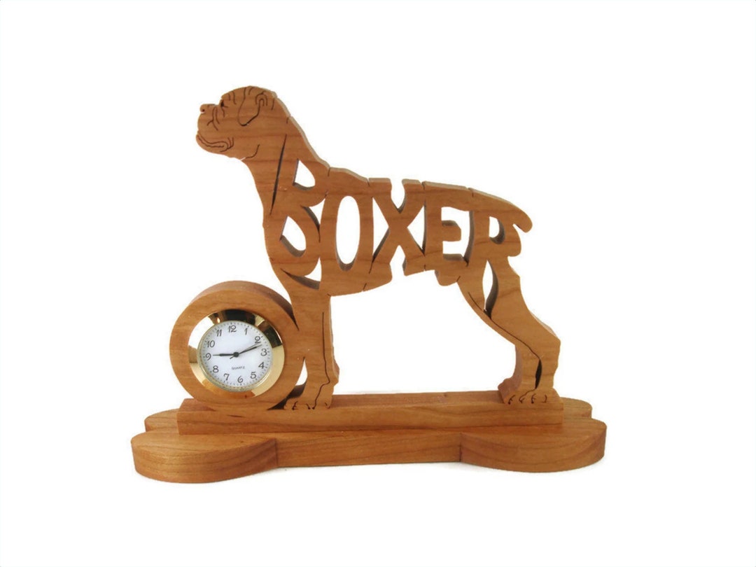 Boxer Uncropped Desk Clock Handcrafted From Cherry Wood by Kevskrafts ...