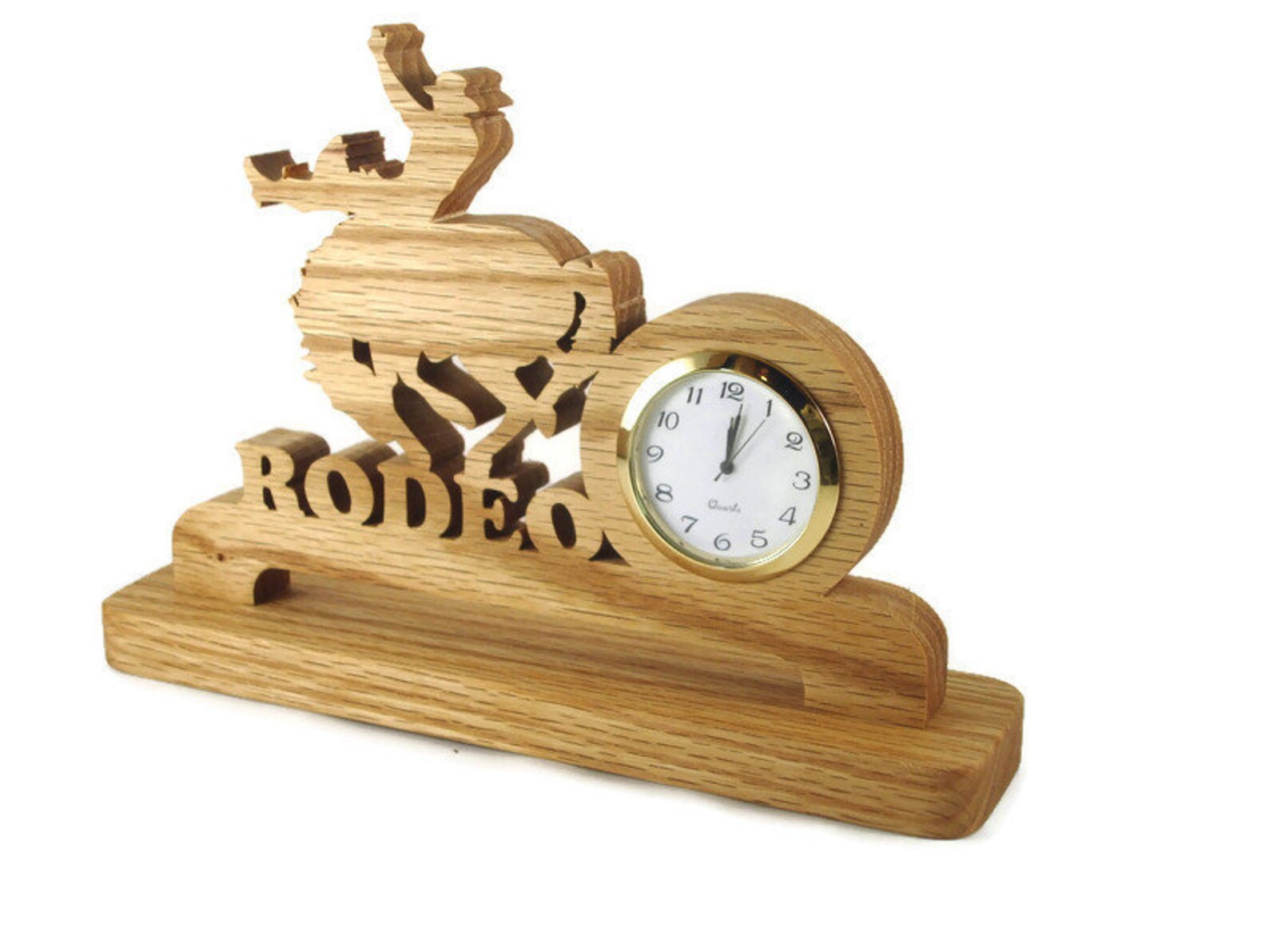 Rodeo Bucking Bronco Desk or Shelf Clock Handmade From Oak - Etsy