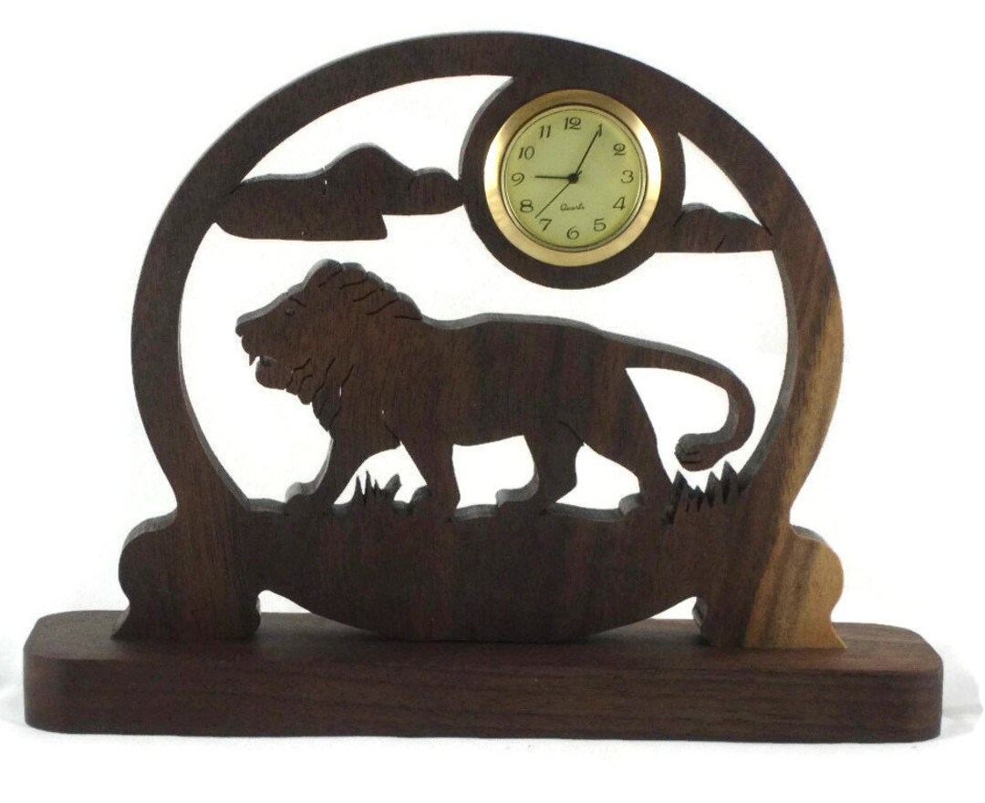 Lion Scene Desk Clock With Quartz 1-7/16 Clock Insert - Etsy