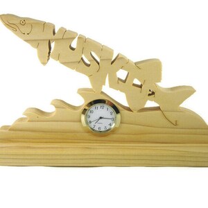 Muskie Fish Desk or Shelf Clock Handmade From Poplar Wood by Kevskrafts ...