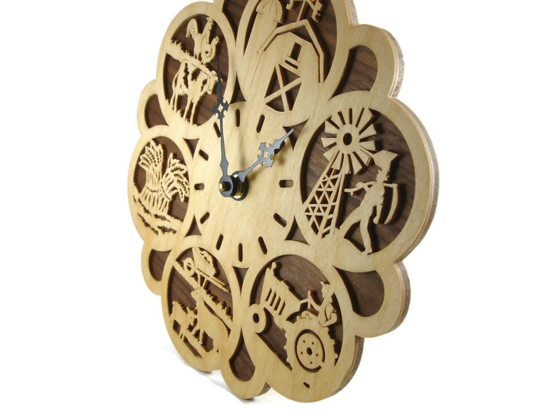 Farming Themed Wall Hanging Clock Handmade From Birch And | Etsy