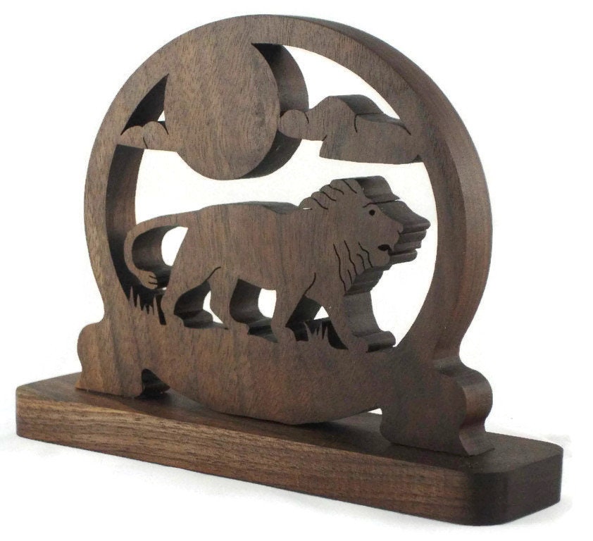 Lion Scene Desk Clock With Quartz 1-7/16 Clock Insert | Etsy