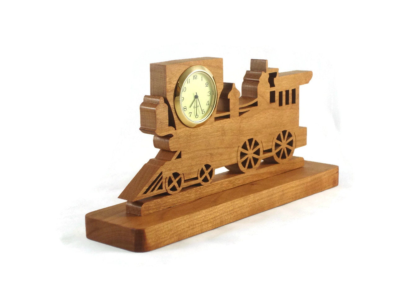 Train Locomotive Desk Clock Handmade From Cherry Wood NFB-1 | Etsy