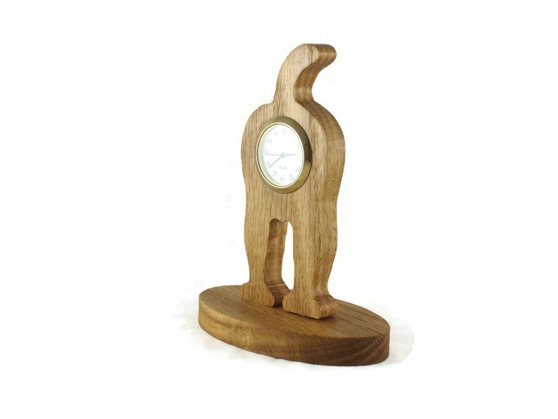 Dogs Bottom Desk or Shelf Clock Handmade From Oak Wood by - Etsy