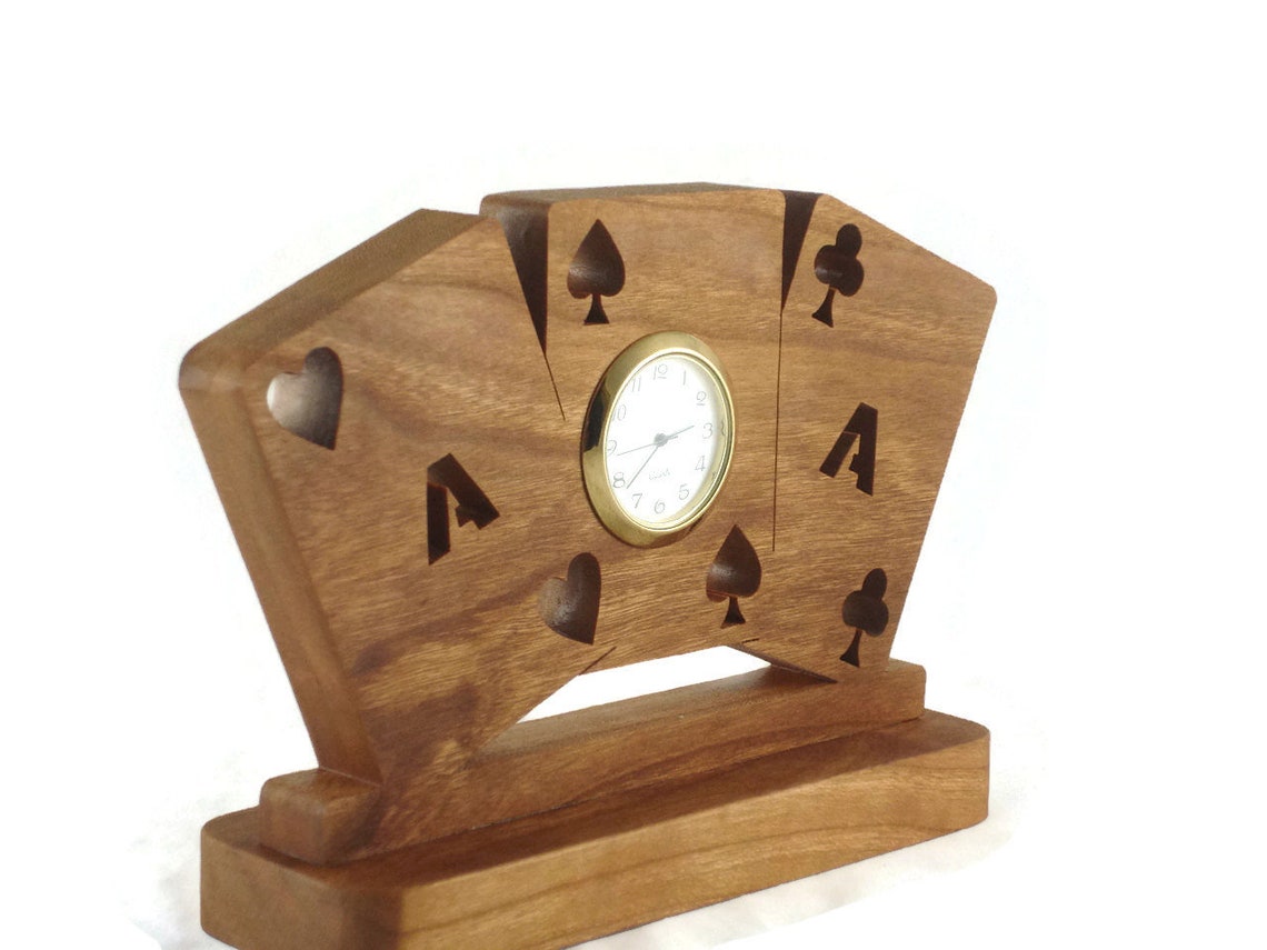 Playing Cards Desk Clock Handmade From Cherry Wood by - Etsy