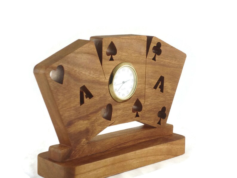 Playing Cards Desk Clock Handmade From Cherry Wood by Kevskrafts - Etsy