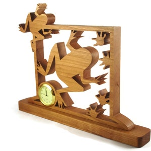 Frogs With Footprints Mini Desk Clock Handmade From Cherry 1-7/16 ...
