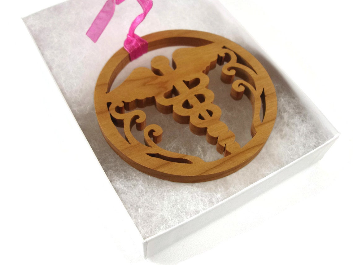 Caduceus Medical Symbol Christmas Ornament Handmade From Cherry Wood by ...