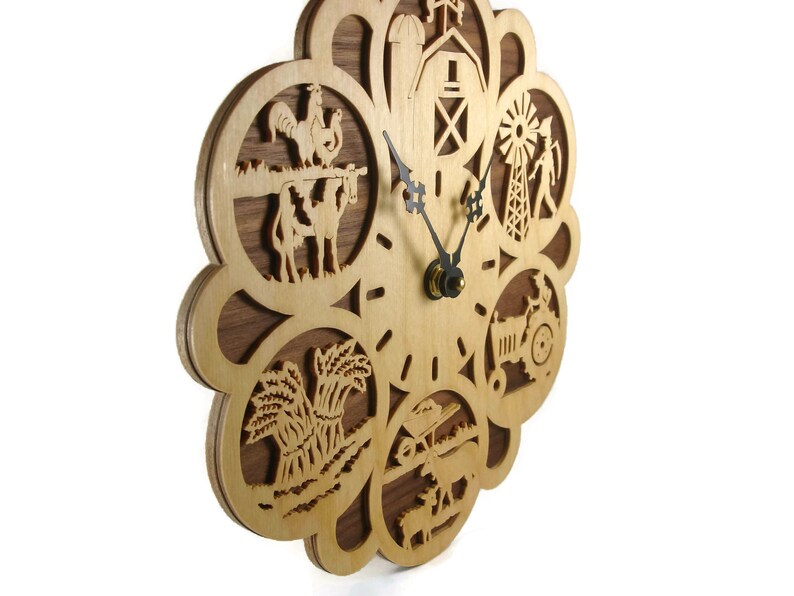 Farming Themed Wall Hanging Clock Handmade From Birch And | Etsy