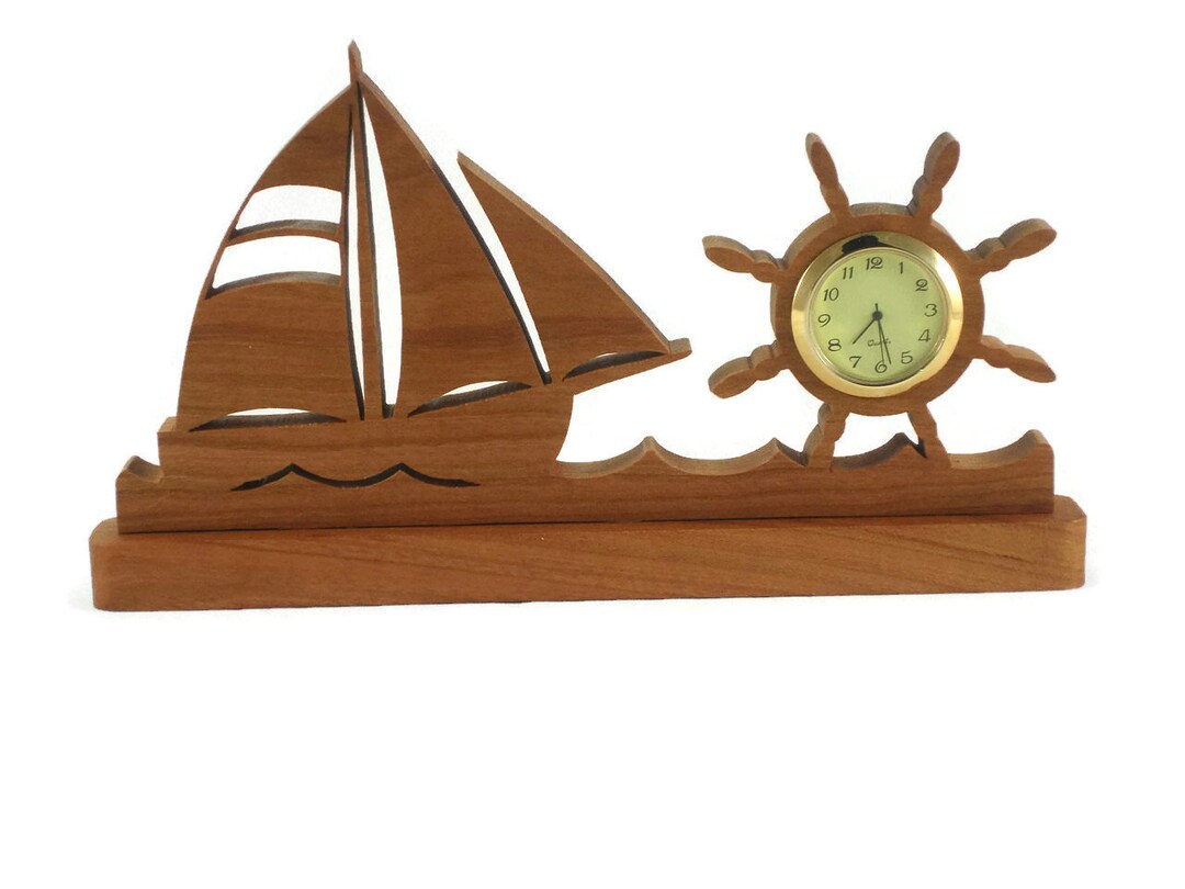 Gone Sailing Sailboat Mini Desk Clock Handmade From Cherry Wood - Etsy