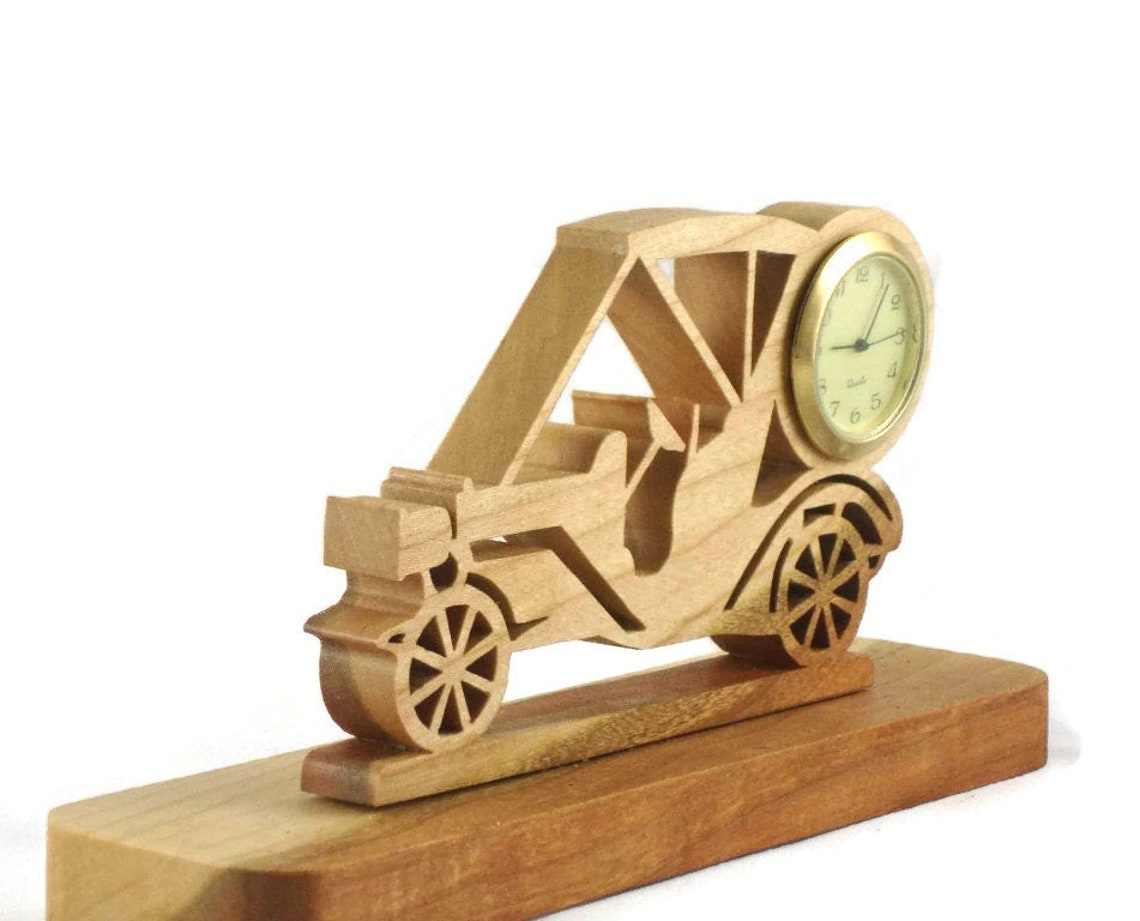 Golf Cart Mini Desk Clock Handmade From Cherry Wood With - Etsy
