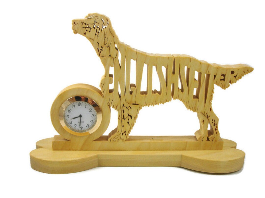English Setter Wood Quartz Desk Clock Handcrafted From Poplar - Etsy