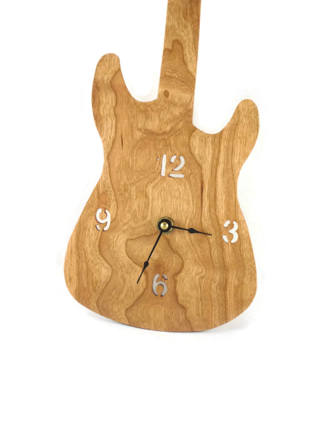 Guitar Wall Hanging Clock Handmade From Cherry Wood Fender Stratocaster ...