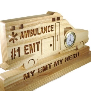 Ambulance EMT Desk or Shelf Quartz Clock Handmade From Ash Wood by ...