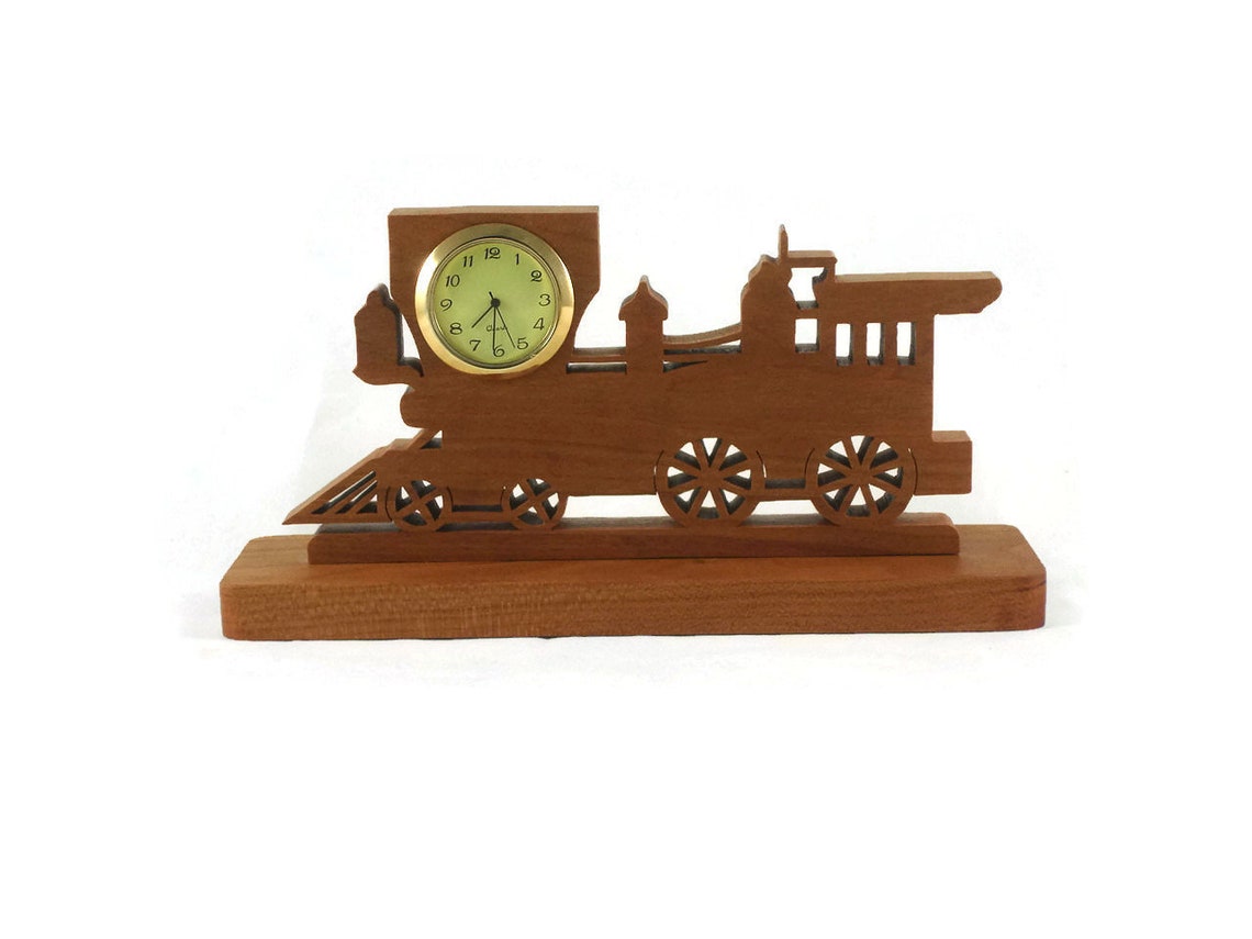 Train Locomotive Desk Clock Handmade From Cherry Wood NFB-1 | Etsy
