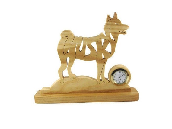 Husky Dog Desk or Shelf Clock Handcrafted With A Scroll Saw - Etsy