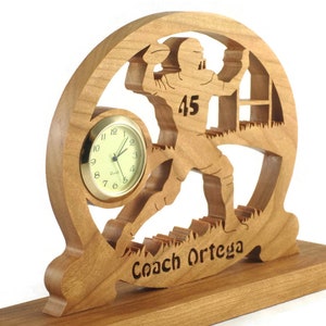 Personalized Football Player Desk Clock Handcrafted From Cherry Wood - Etsy