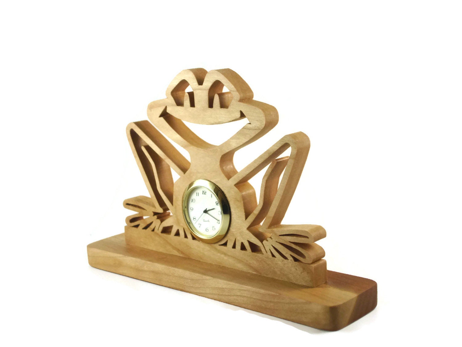 Wooden Frog Desk Clock Handmade From Cherry Wood - Etsy UK