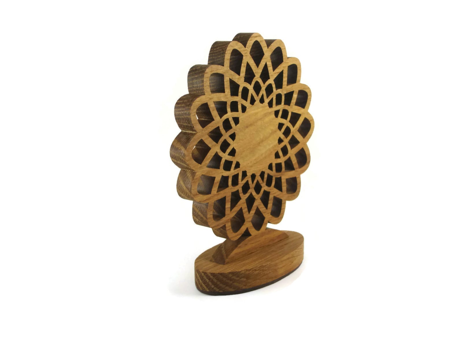 Geometric Flower Desk or Shelf Clock Handmade From Oak Wood by | Etsy