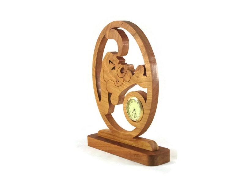 Dog With Doggy Bone Desk or Shelf Clock Handmade From Cherry Wood - Etsy