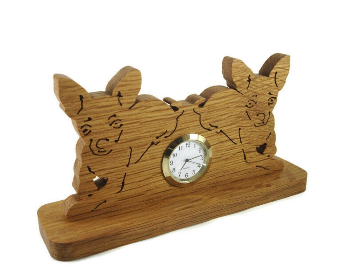 Chihuahua Puppies Desk Clock Handcrafted From Oak Wood - Etsy