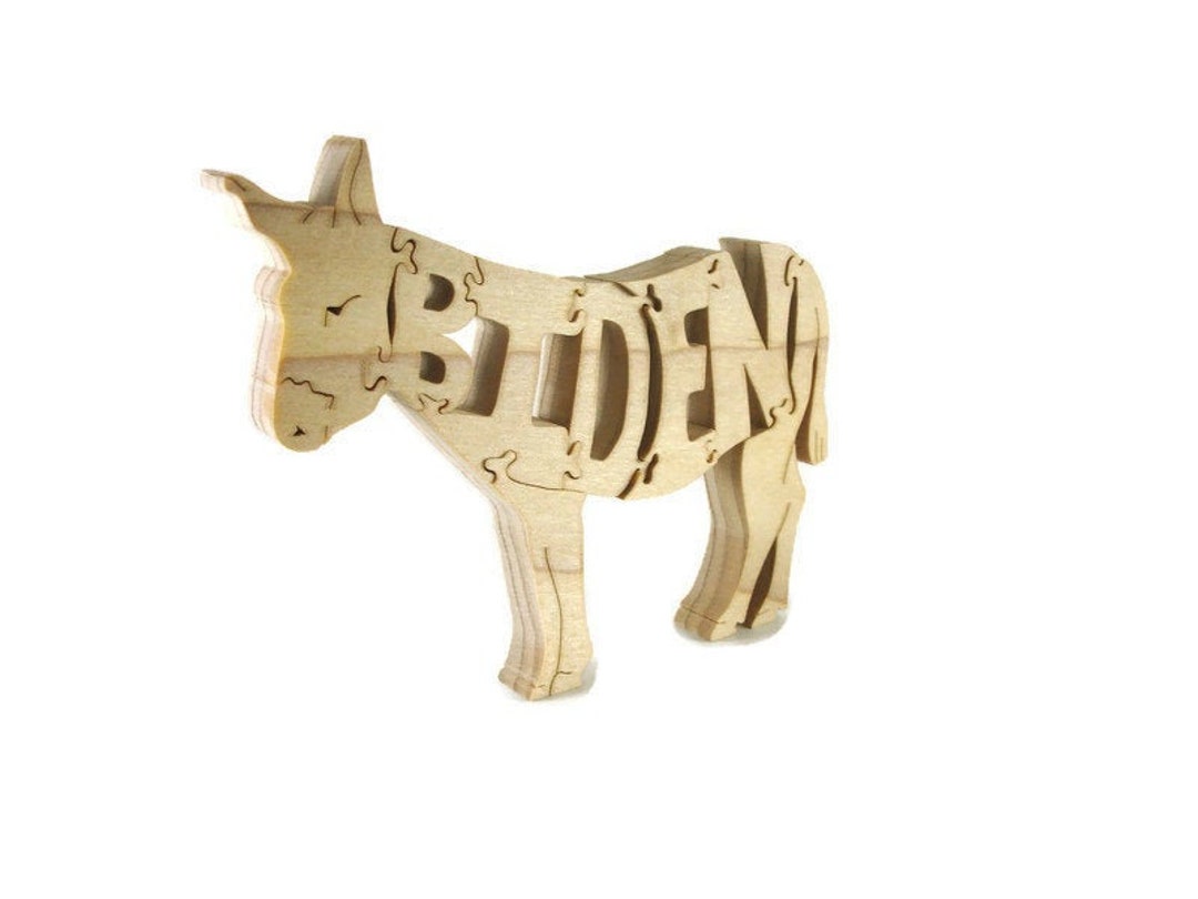 Biden Wood Democrat Donkey Scroll Saw Puzzle Handmade From - Etsy