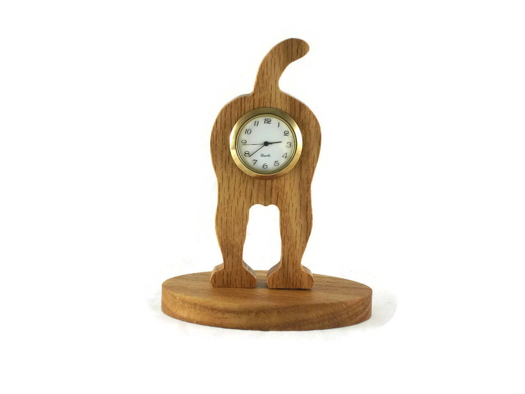 Dogs Bottom Desk or Shelf Clock Handmade From Oak Wood by Kevskrafts ...