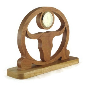 Texas Longhorn Desk Clock Handmade From Cherry Wood BN-4 - Etsy