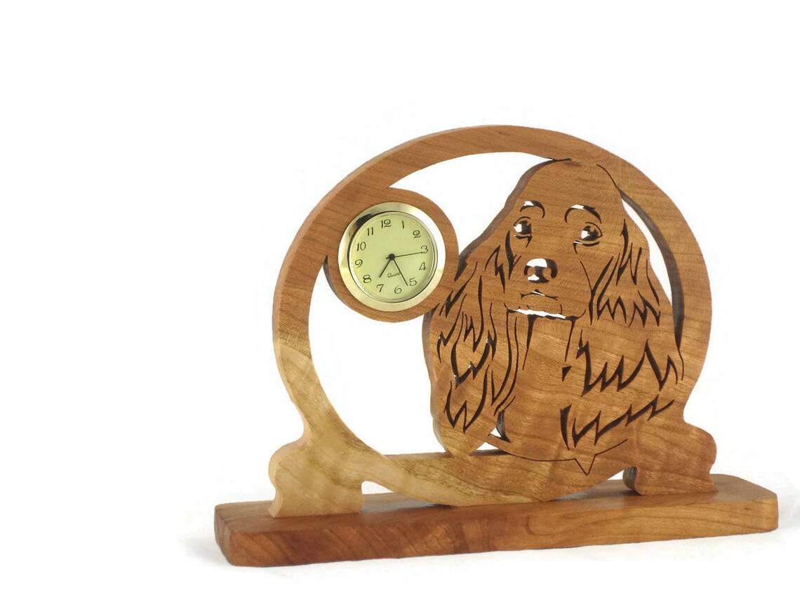 Cocker Spaniel Dog Desk Clock Handmade From Cherry Wood 1-7/16 | Etsy