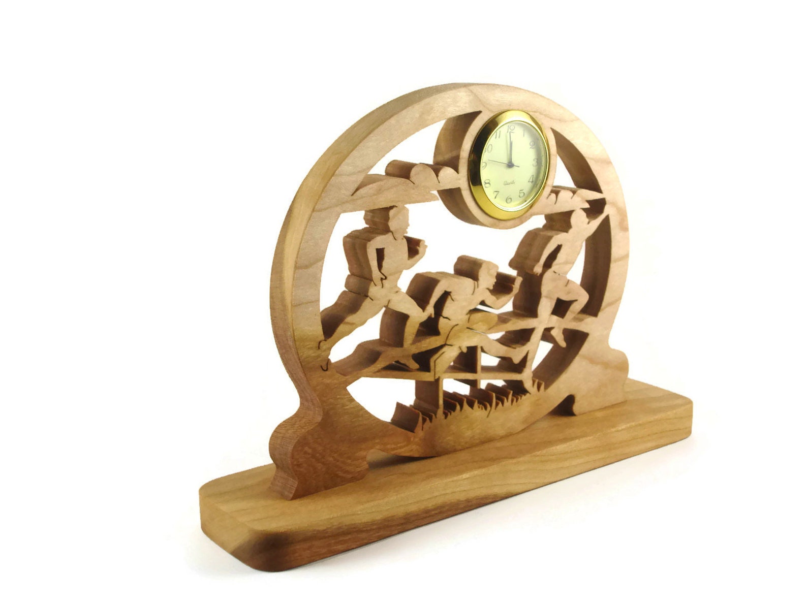 5K Runners Desk or Shelf Clock Handmade From Cherry Wood by | Etsy