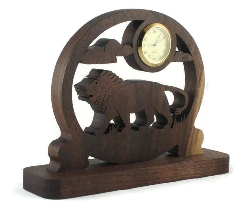 Lion Scene Desk Clock With Quartz 1-7/16 Clock Insert - Etsy