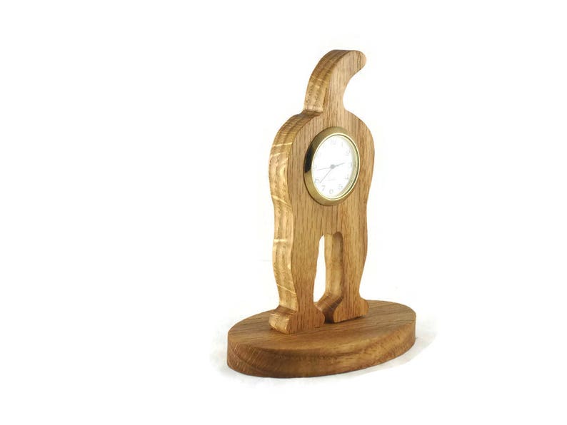 Dogs Bottom Desk or Shelf Clock Handmade From Oak Wood by | Etsy