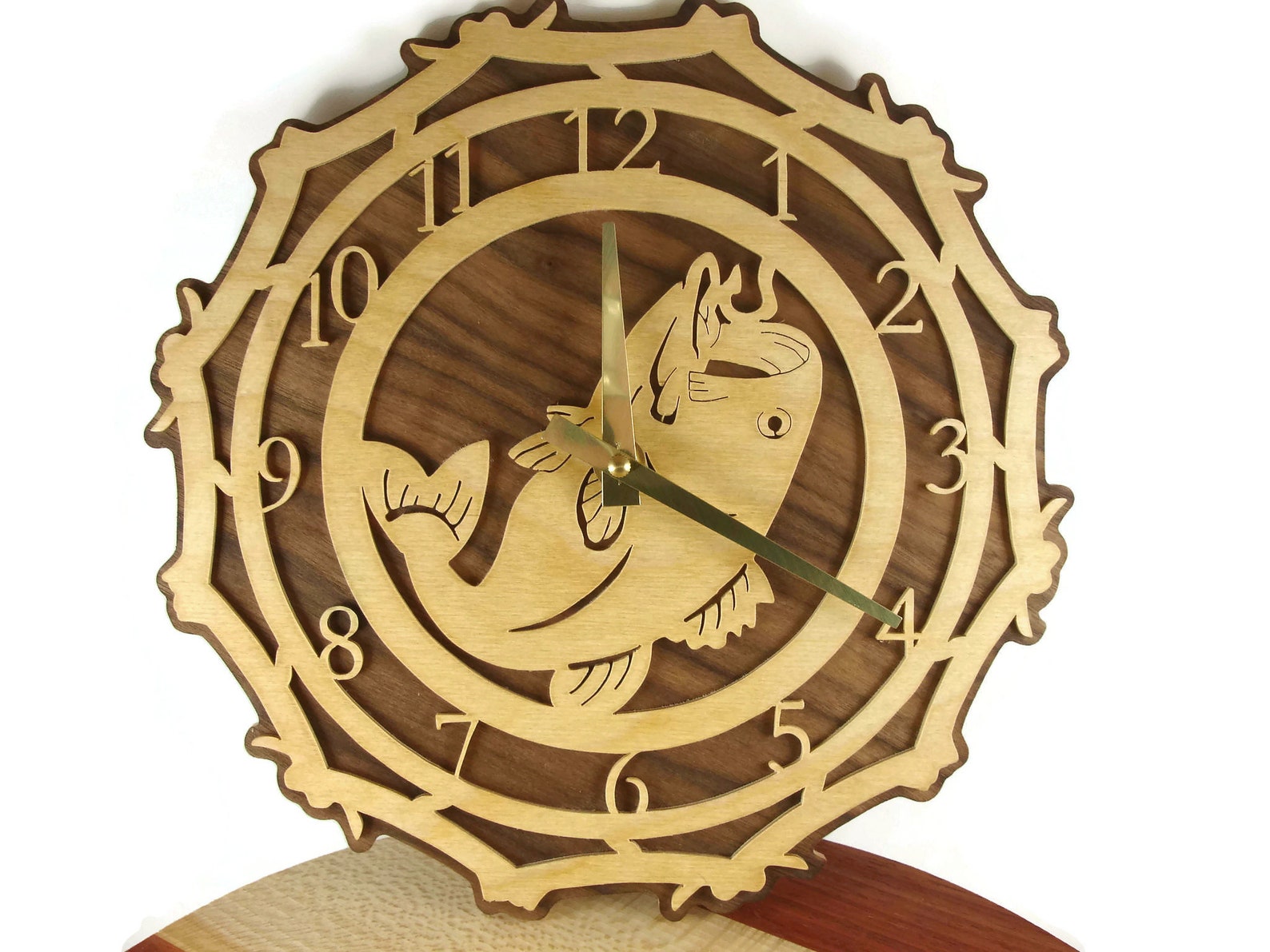 Bass Fish Fishing Wall Hanging Clock Handmade From Birch and - Etsy