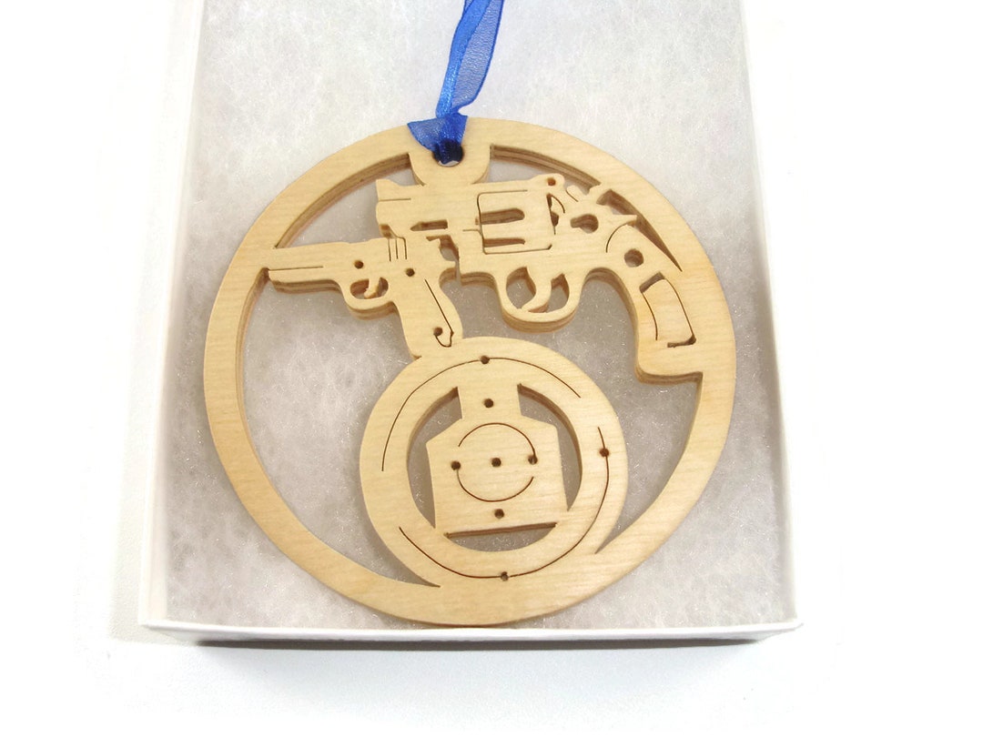 Shooting Range 9mm and Revolver Christmas Ornament Handmade From Birch ...