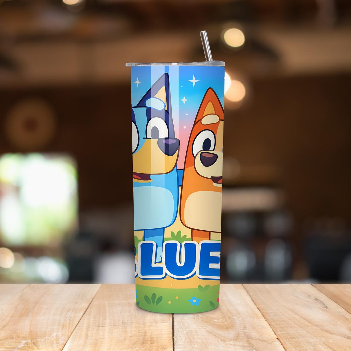Bluey Footprints Tumbler Wrap,3d Blue Dog Family 20oz Kids Flip Top ...