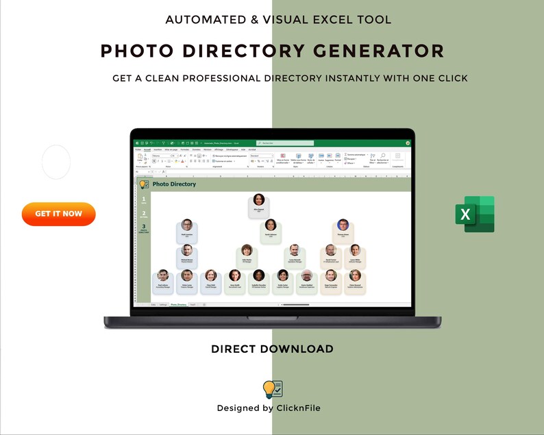 Excel Org Chart Generator | Automatic Photo Directory | HR Team Chart ...