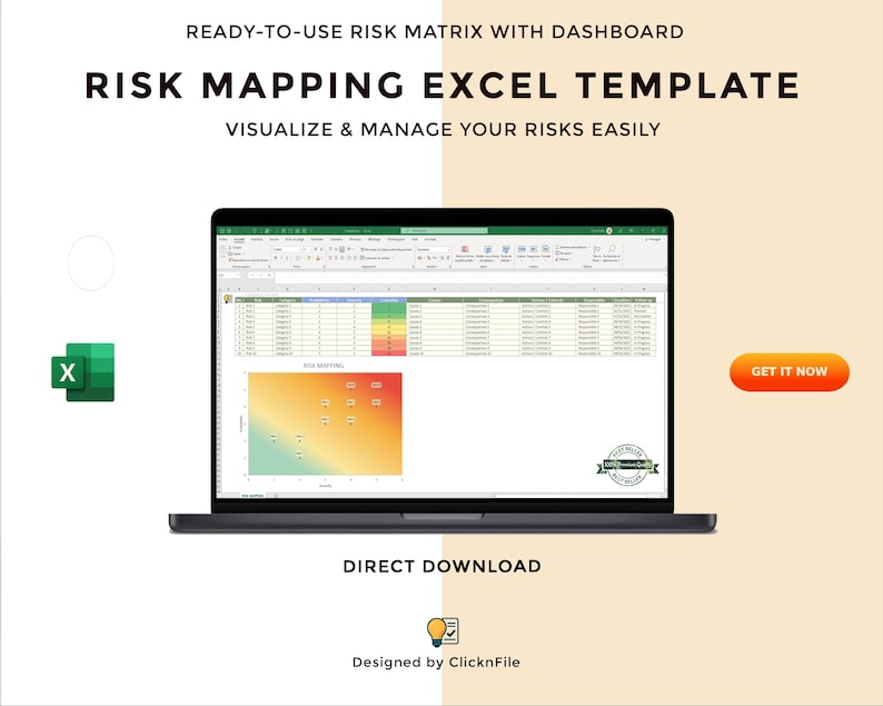 Risk Mapping Excel Template | Risk Matrix Dashboard | Risk Register ...