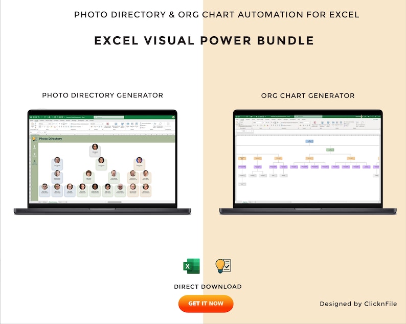 Excel HR Visual Bundle | Photo Directory and Org Chart Generator ...
