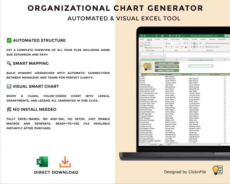 Excel HR Visual Bundle | Photo Directory and Org Chart Generator ...