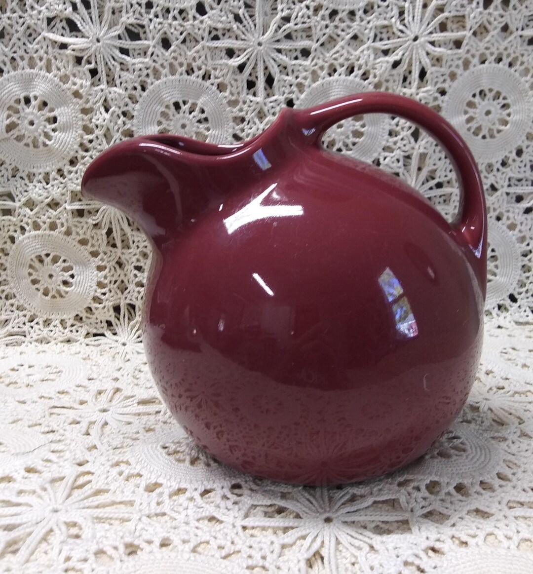 Vintage Hall Cranberry Ball Tilt Pitcher – 633 Pottery Water Jug, 1940s ...