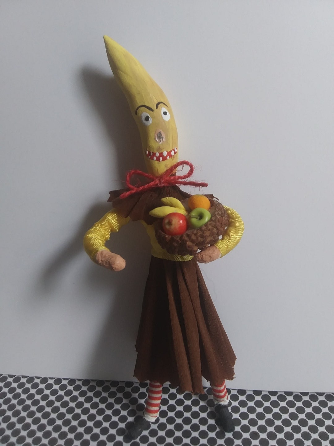 Spun Cotton, Anthropomorphic Banana Head Ornament - Etsy