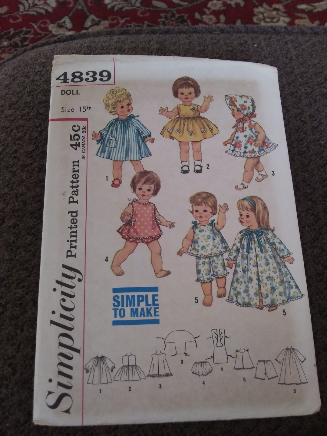 Vintage Simplicity Doll Clothes Sewing Pattern - Etsy