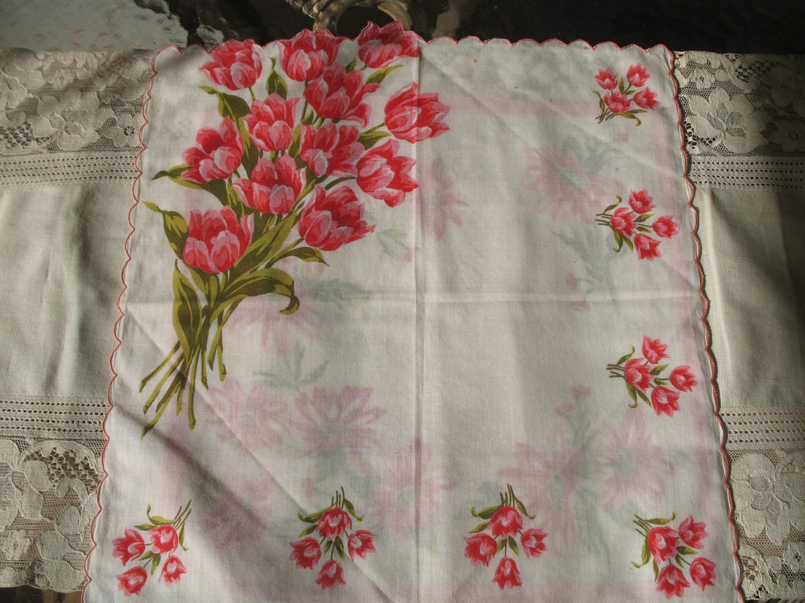 1950's Handkerchief Tulips Spring Hanky - Etsy