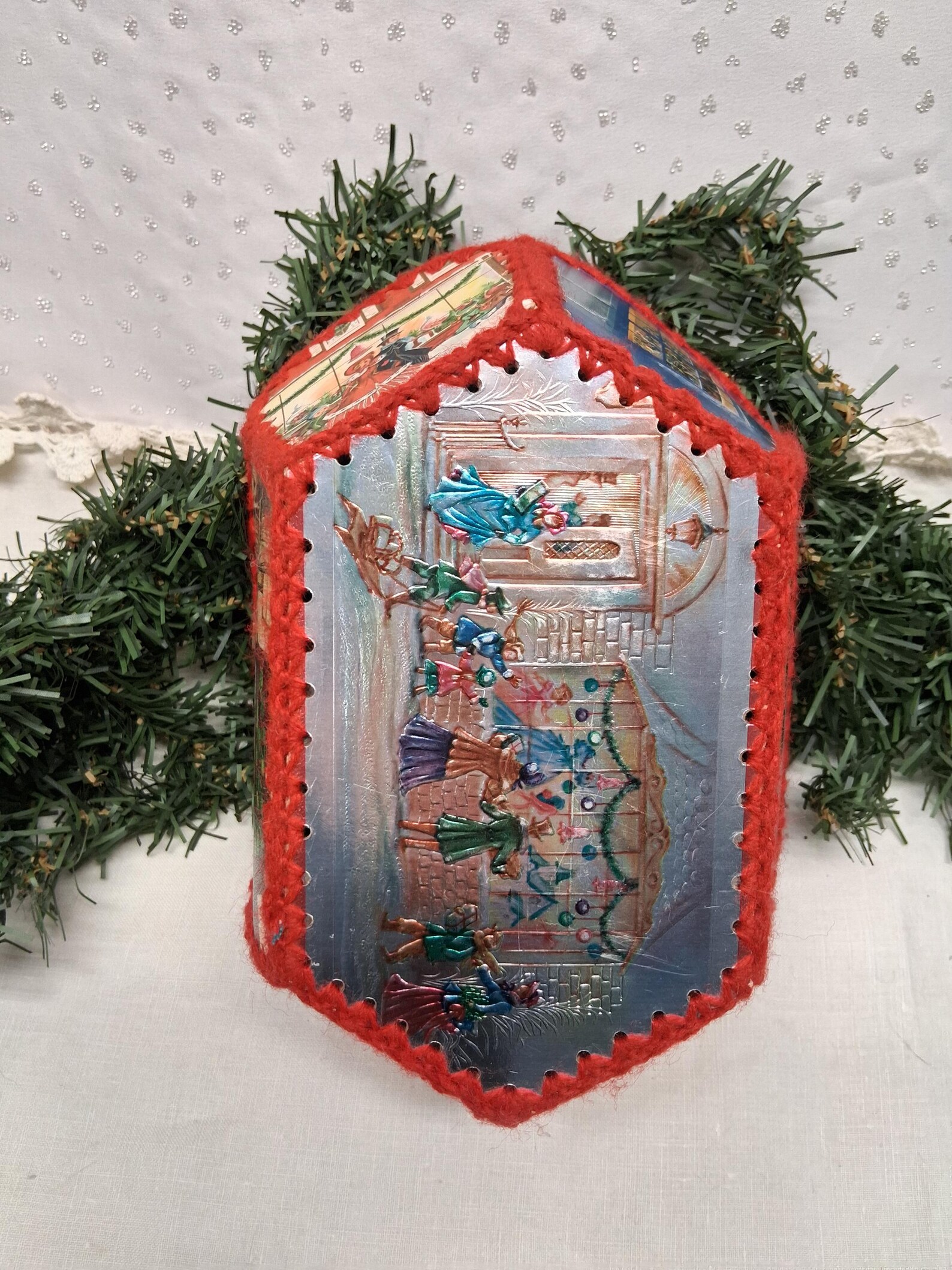 Vintage Christmas Greeting Card Basket, Handmade Crochet - Etsy
