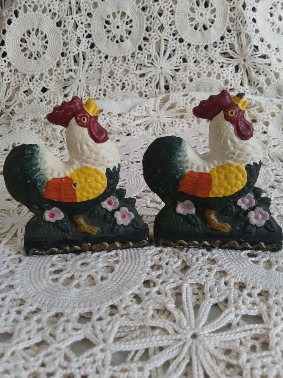 Vintage Cast Iron Hen-rooster Doorstop, Door Stopper Pair - Etsy