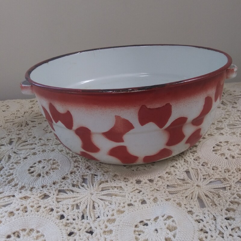 Red Enamel Bowl - Etsy
