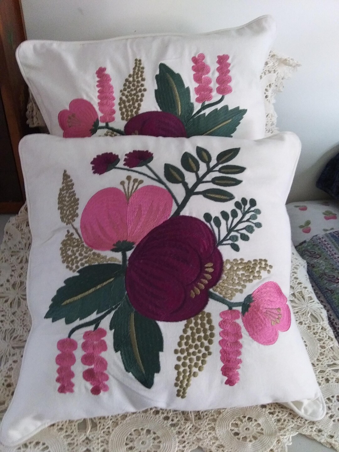 Rifle Paper Co Pillow Cover Pair Set, Pinks Purple, Stitched Throw ...